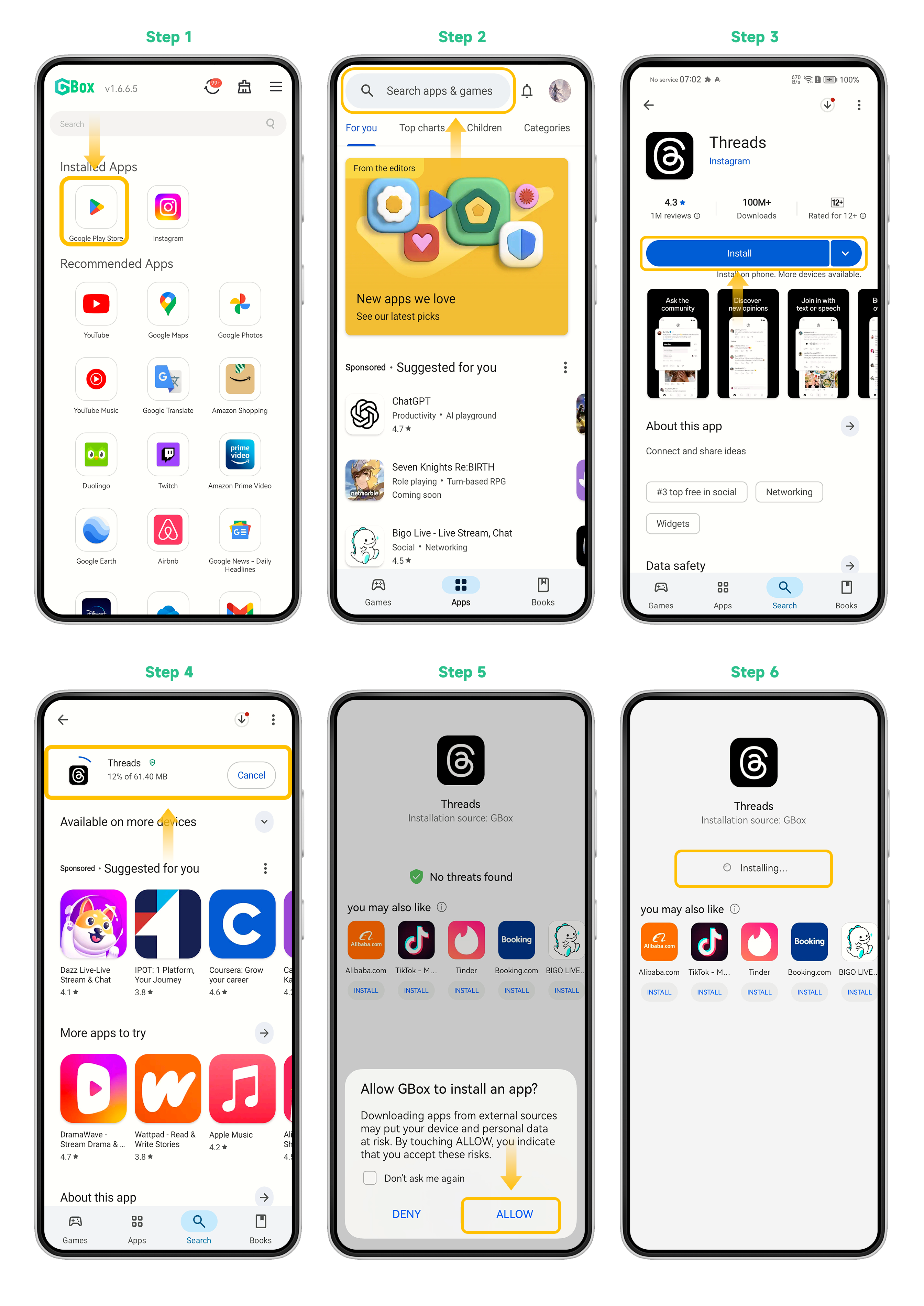 How to install apps on a real device using GBox?